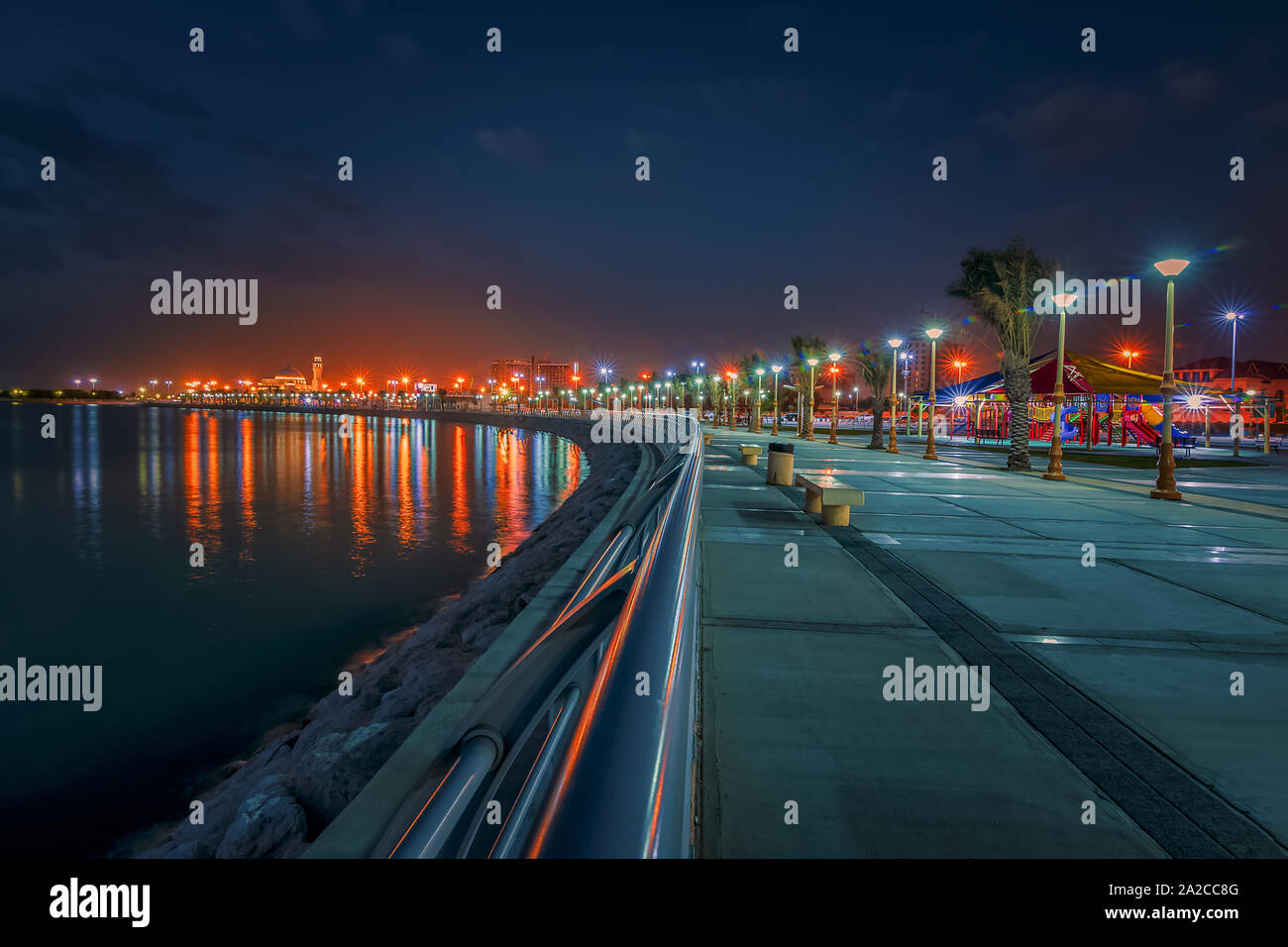 Dammam seaside in beautiful moon light view.Saudi Arabia Stock Photo ...