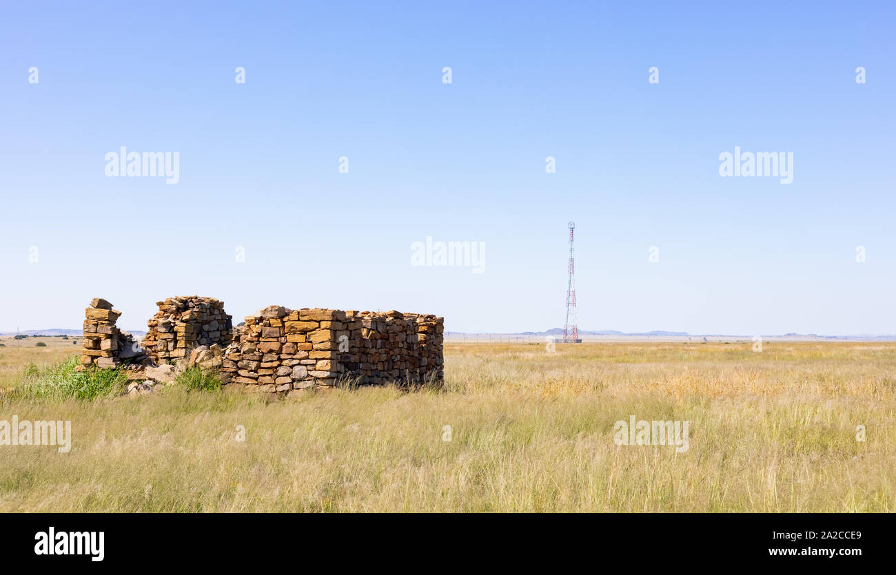Old Ruins of a farm building in Rural Grassland Farming Area of the ...