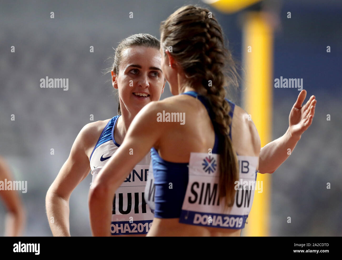 Great Britain's Laura Muir and USA's Jenny Simpson after qualifying ...