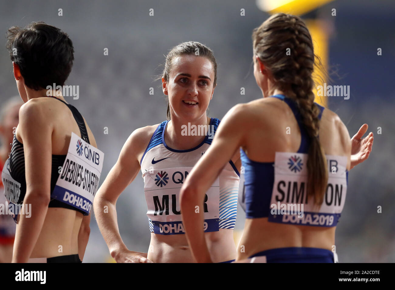Great Britain's Laura Muir and USA's Jenny Simpson after qualifying ...