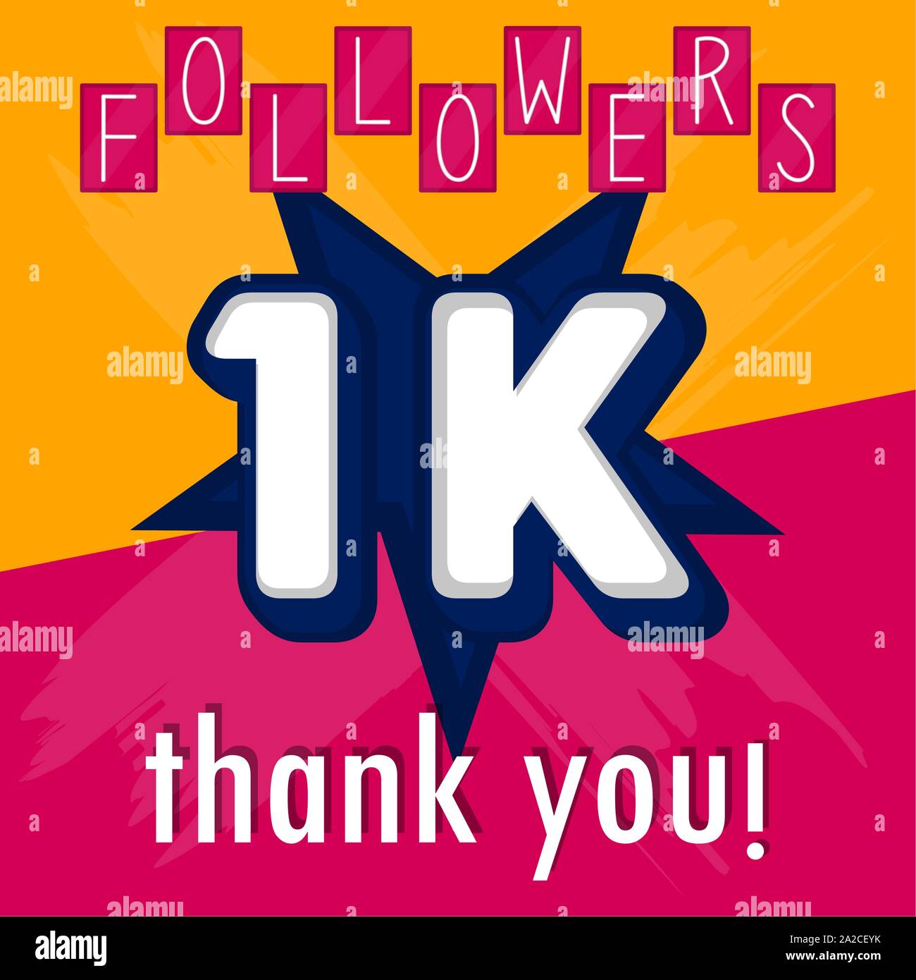 1k followers banner. Thank subscription. Vector illustration Stock ...