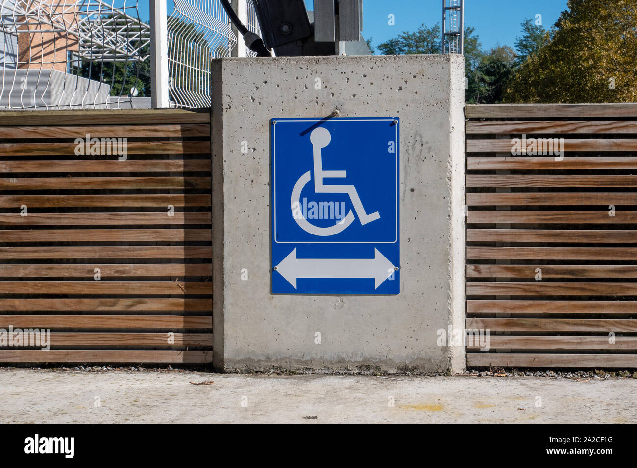 a slope way sign for wheelchair people Stock Photo - Alamy
