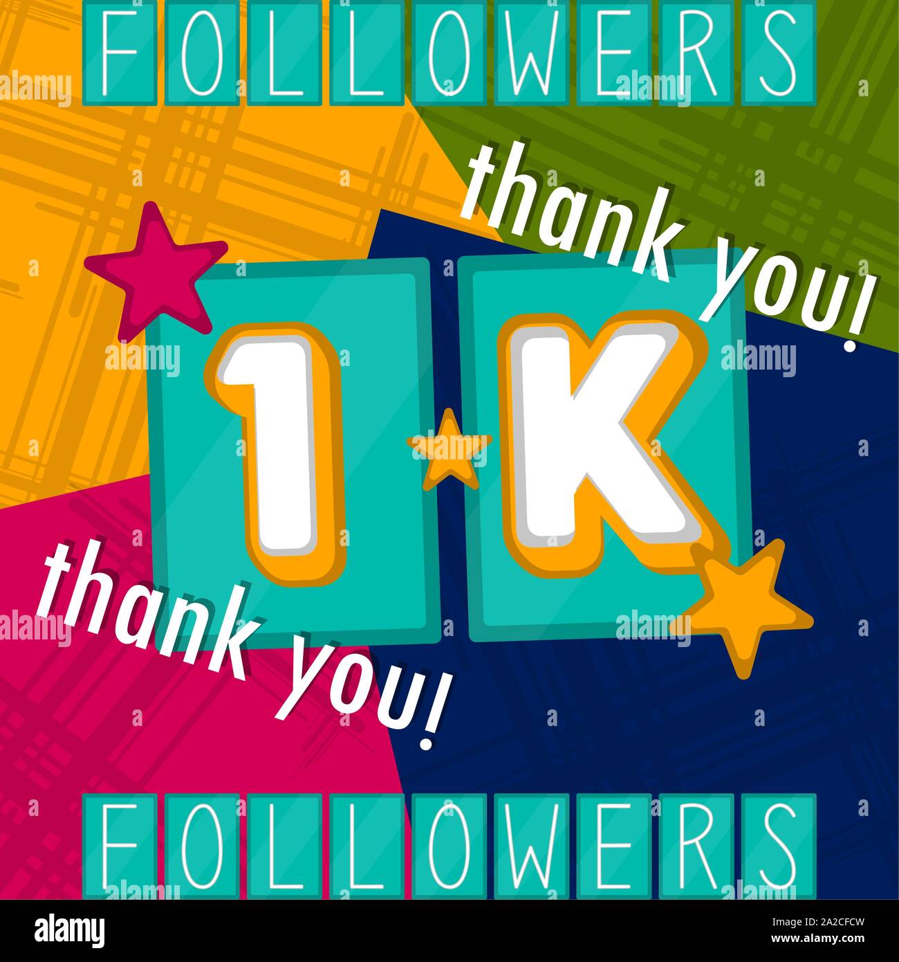 1k followers banner. Thank subscription. Vector illustration Stock ...