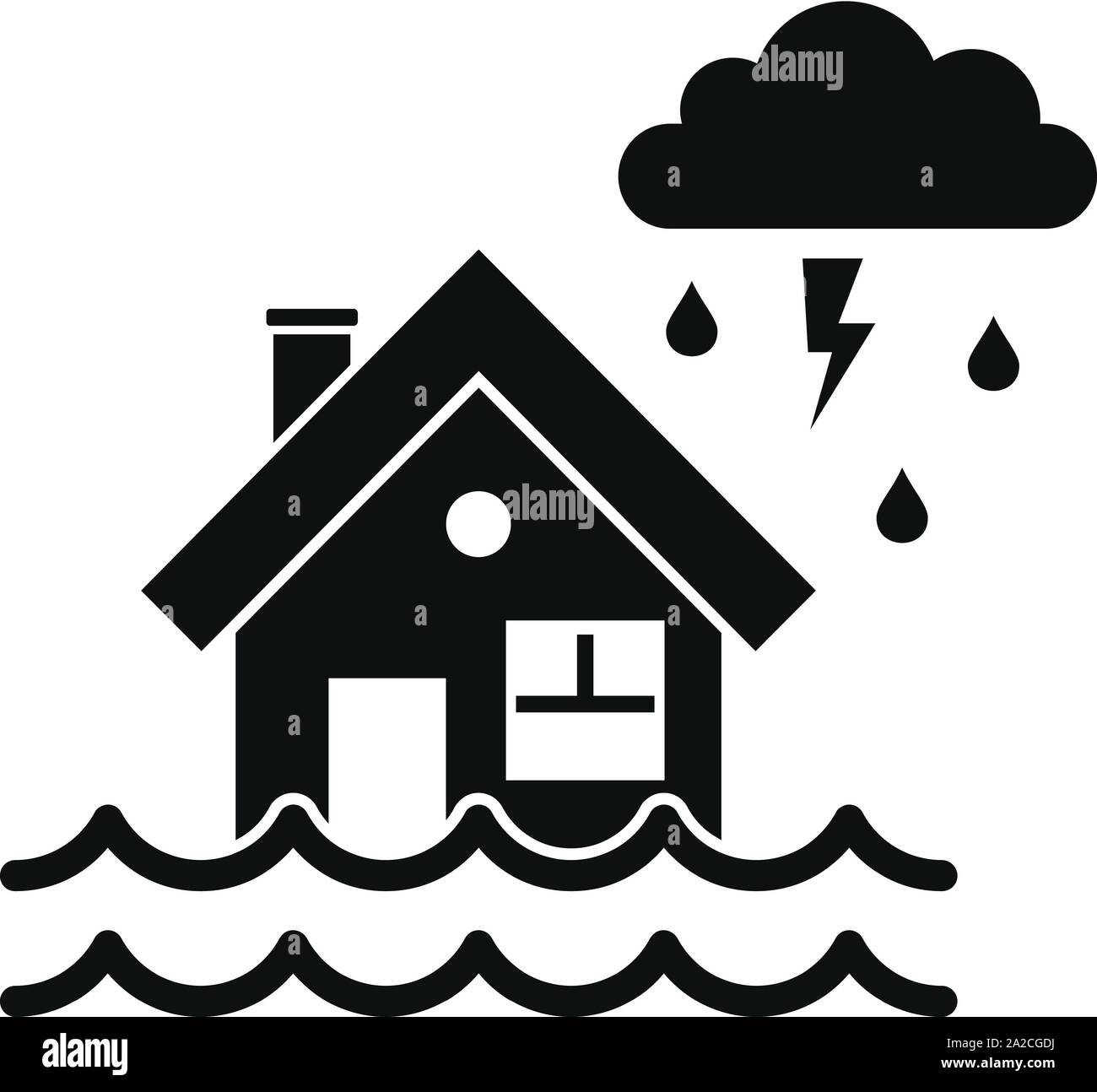 Storm house flood icon. Simple illustration of storm house flood vector ...