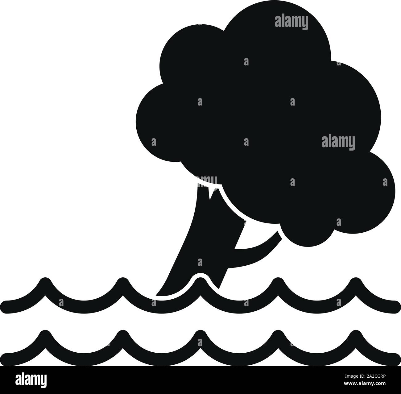 Tree under flood icon. Simple illustration of tree under flood vector ...