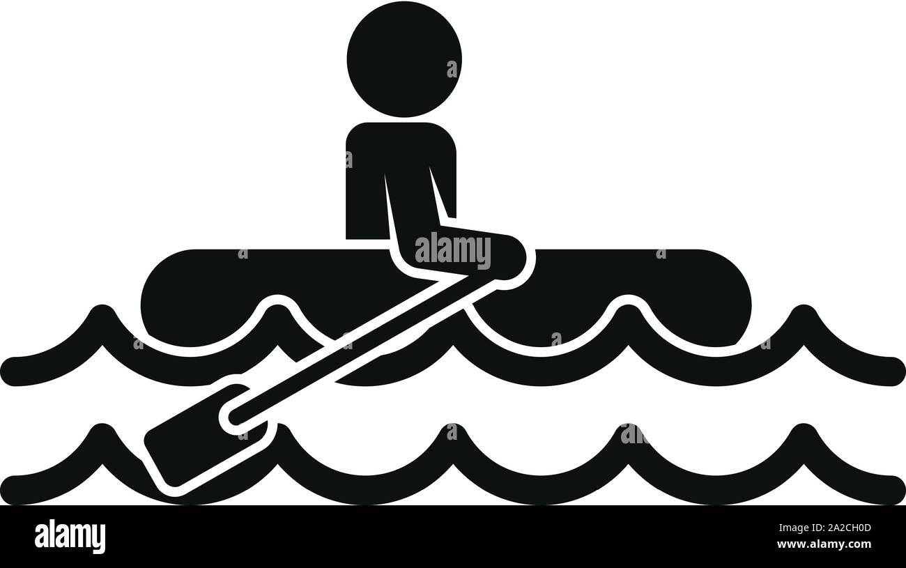 Man boat flood icon. Simple illustration of man boat flood vector icon ...