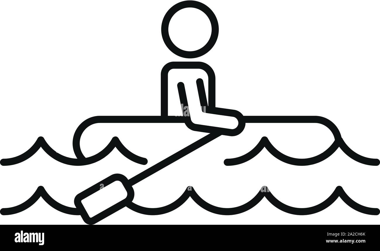 Man boat flood icon. Outline man boat flood vector icon for web design ...