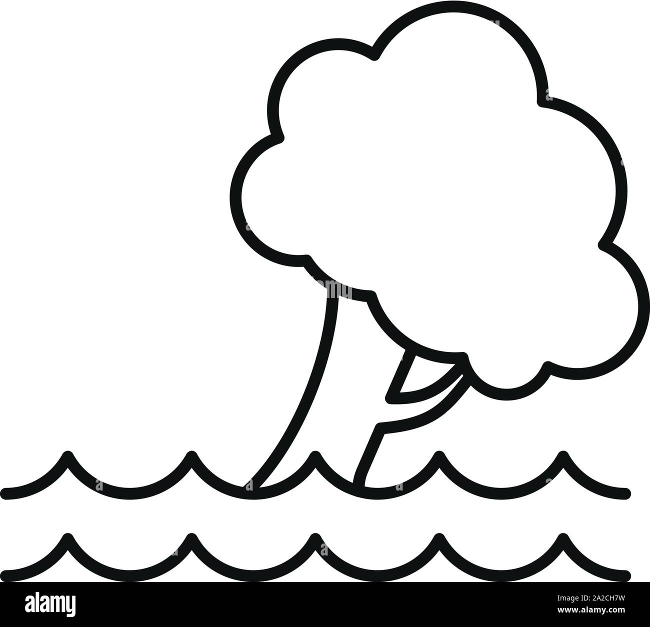 Tree under flood icon. Outline tree under flood vector icon for web ...