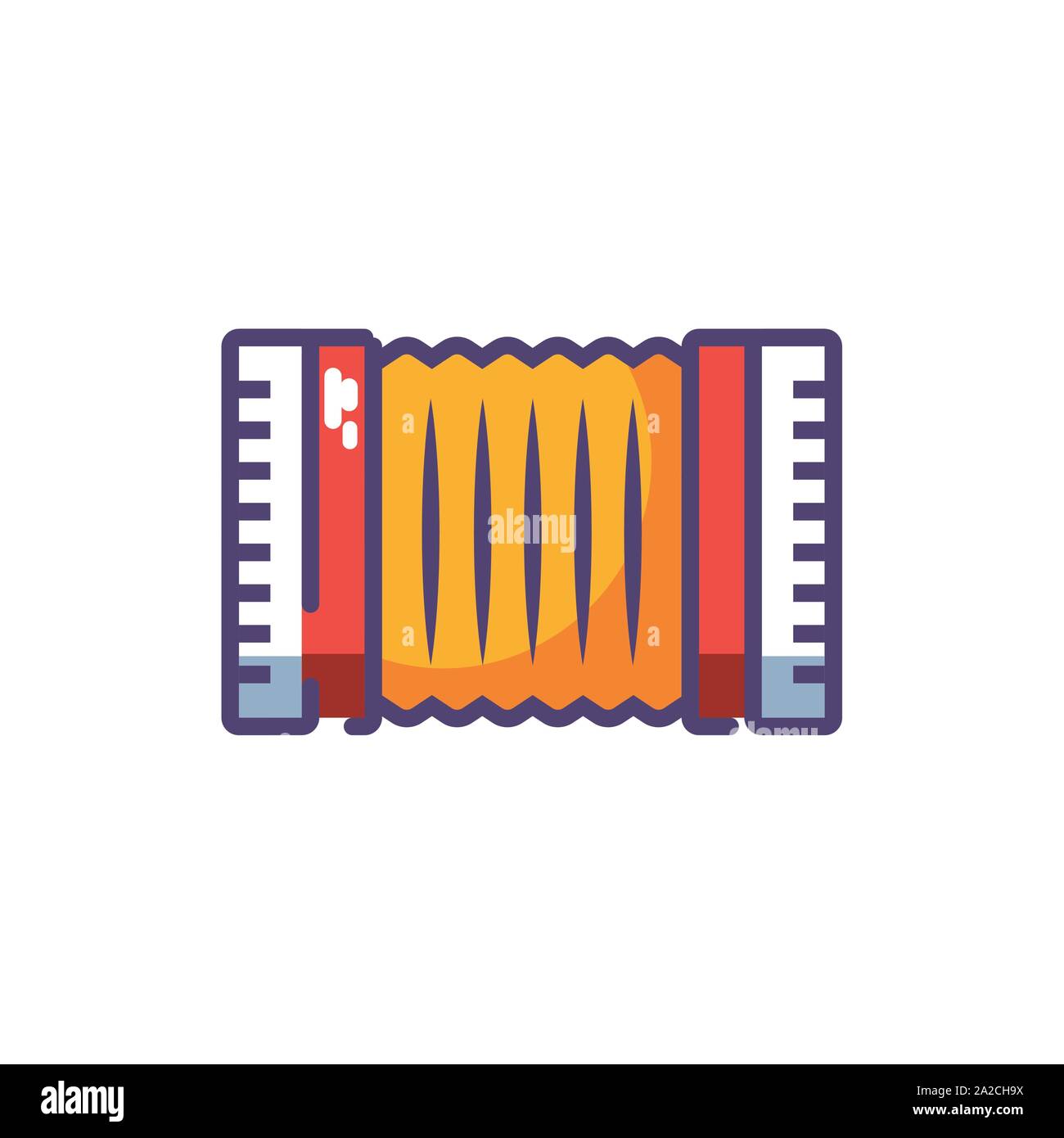 Accordion Musical Instrument On White Background Vector Illustration