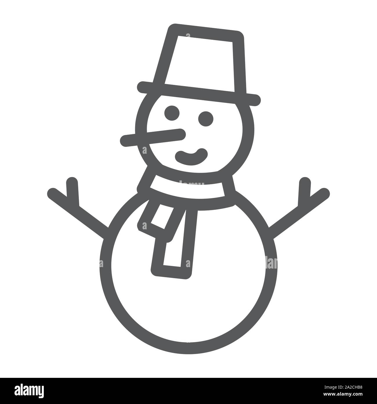 Snowman line icon, christmas and winter, snow sign, vector graphics, a ...