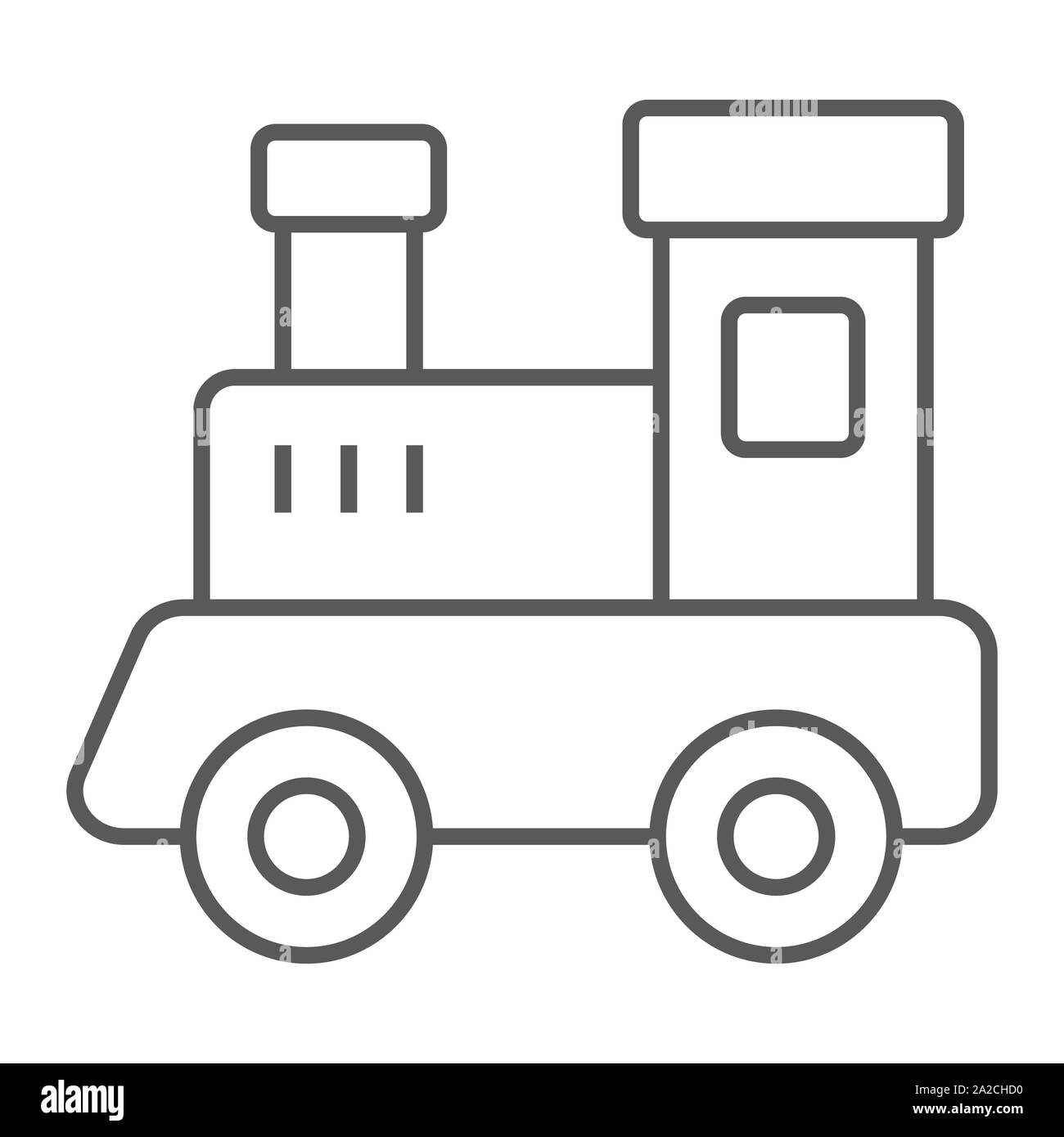 Train toy thin line icon, child and railroad, locomotive sign, vector ...