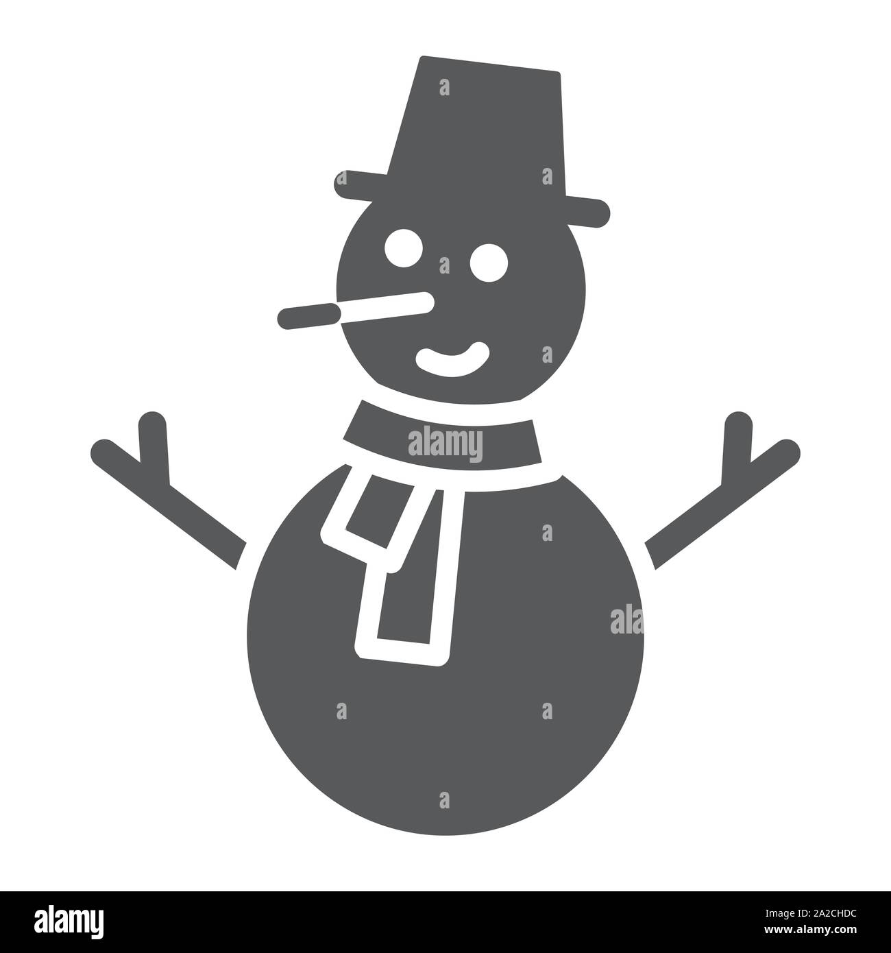 Snowman glyph icon, christmas and winter, snow sign, vector graphics, a ...