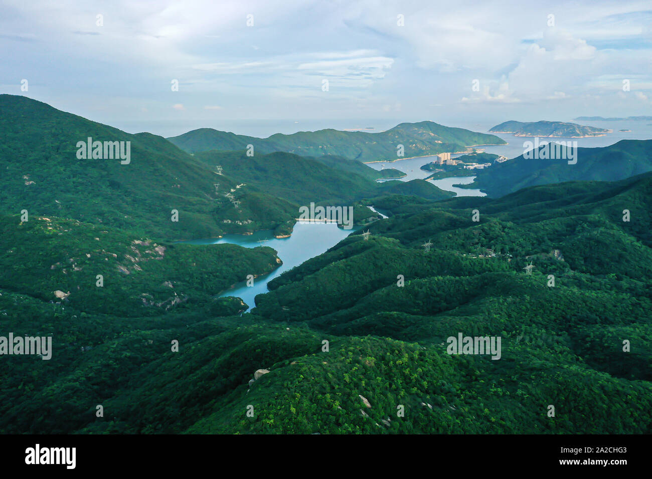 Aerial view of Reservoir and dam in Hong Kong at daytime Stock Photo ...