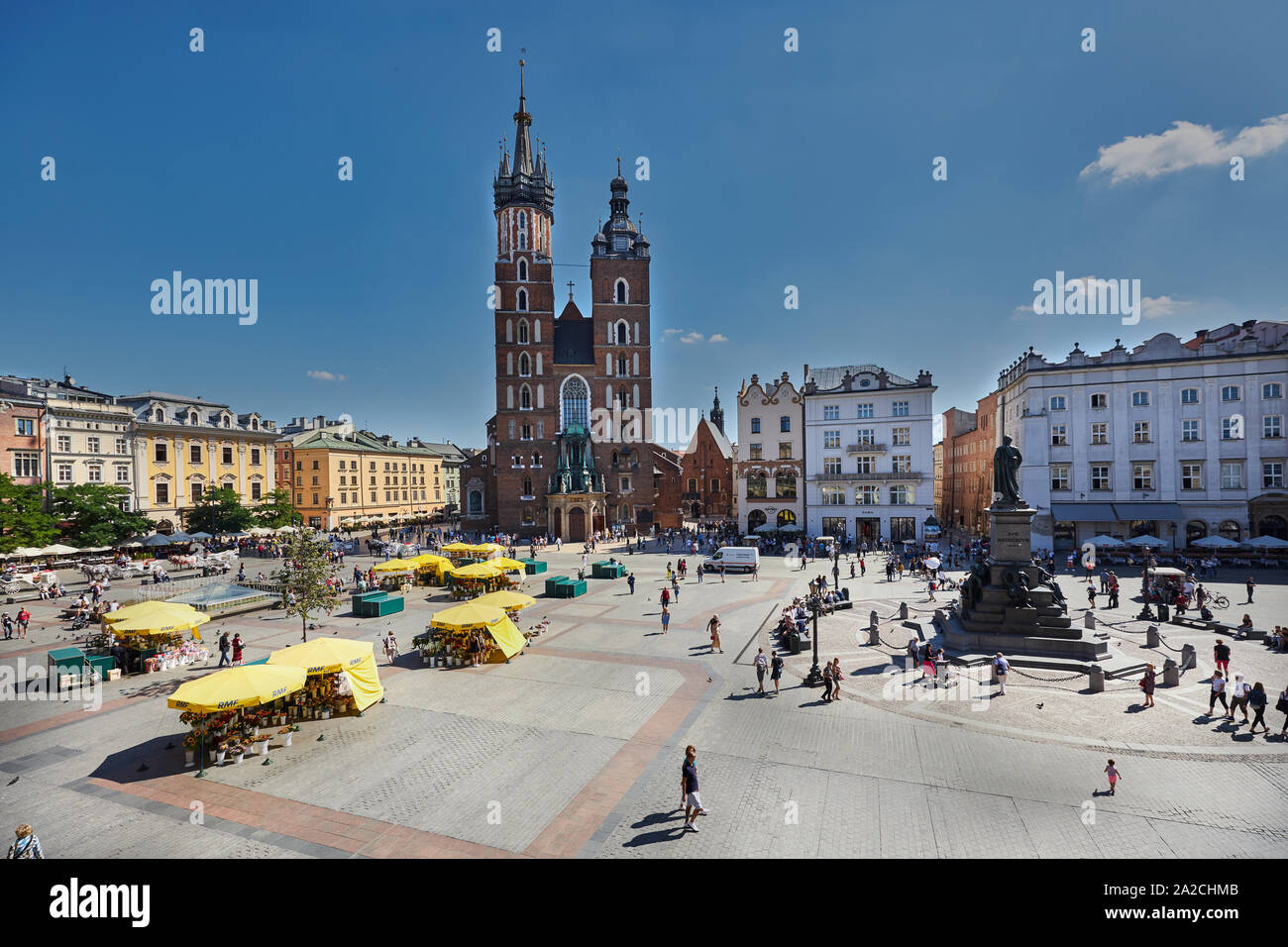 View of Kraków's Main Market Square with numerous architectural ...