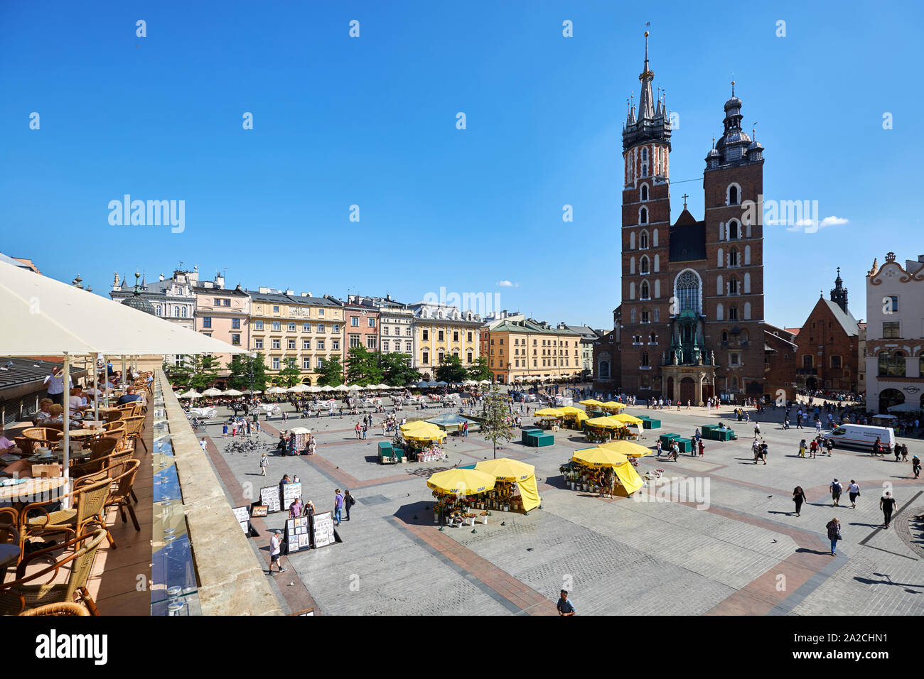 View of Kraków's Main Market Square with numerous architectural ...
