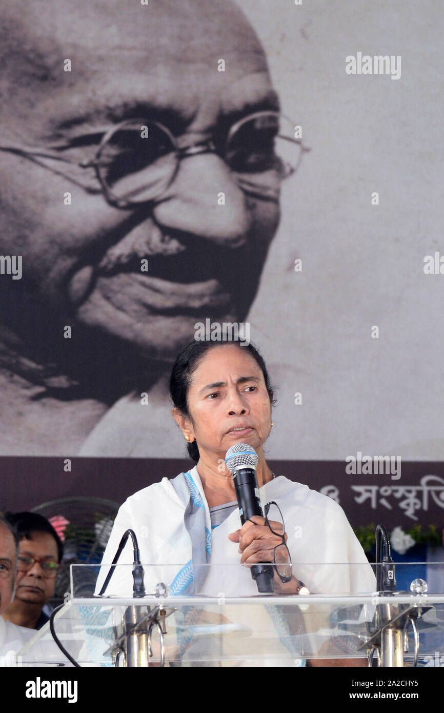 West Bengal Chief Minister Mamata Banerjee addresses during a program ...