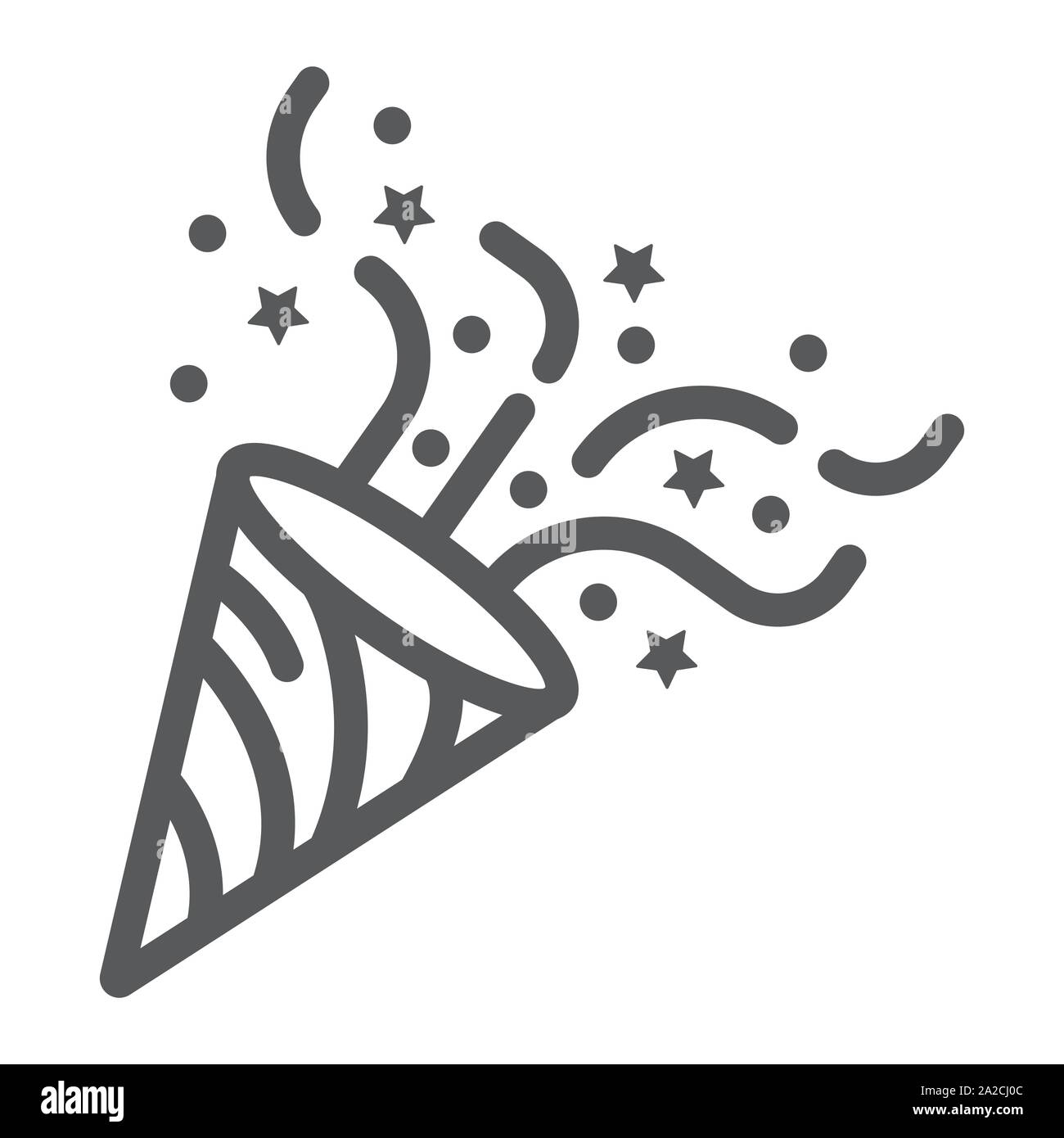 Confetti popper line icon, party and decor, party hat sign, vector ...
