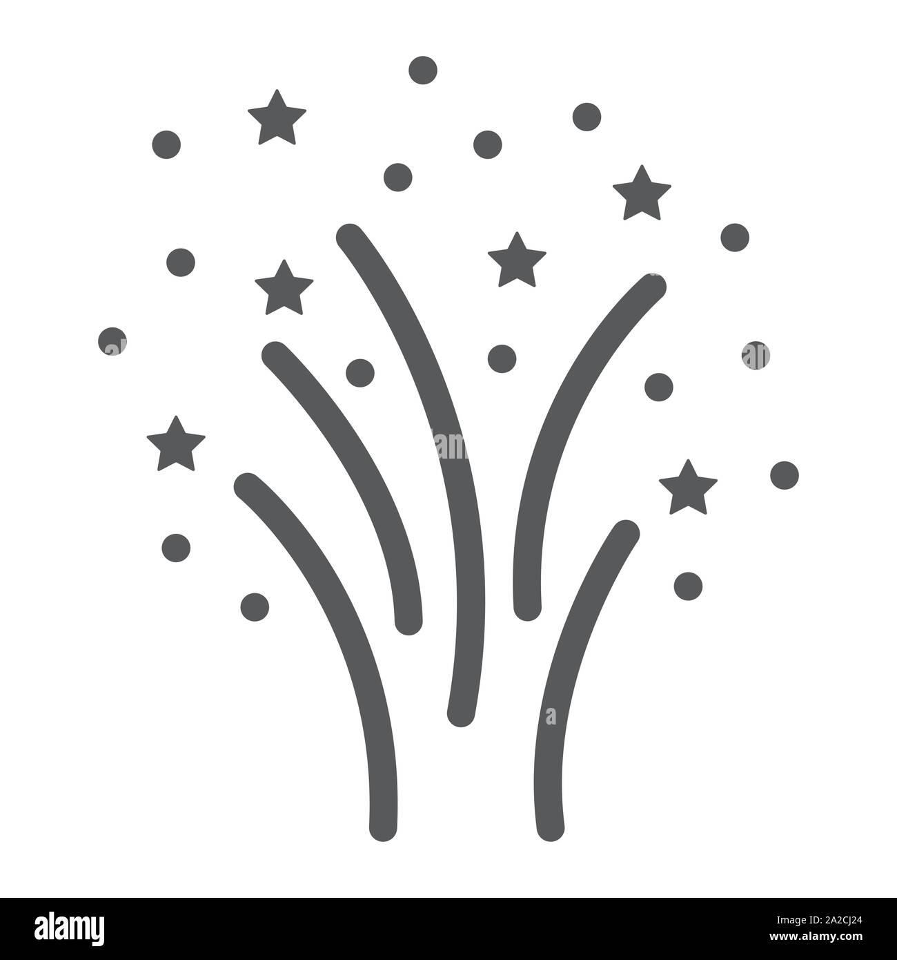 Christmas firework line icon, party and new year, firecracker sign ...