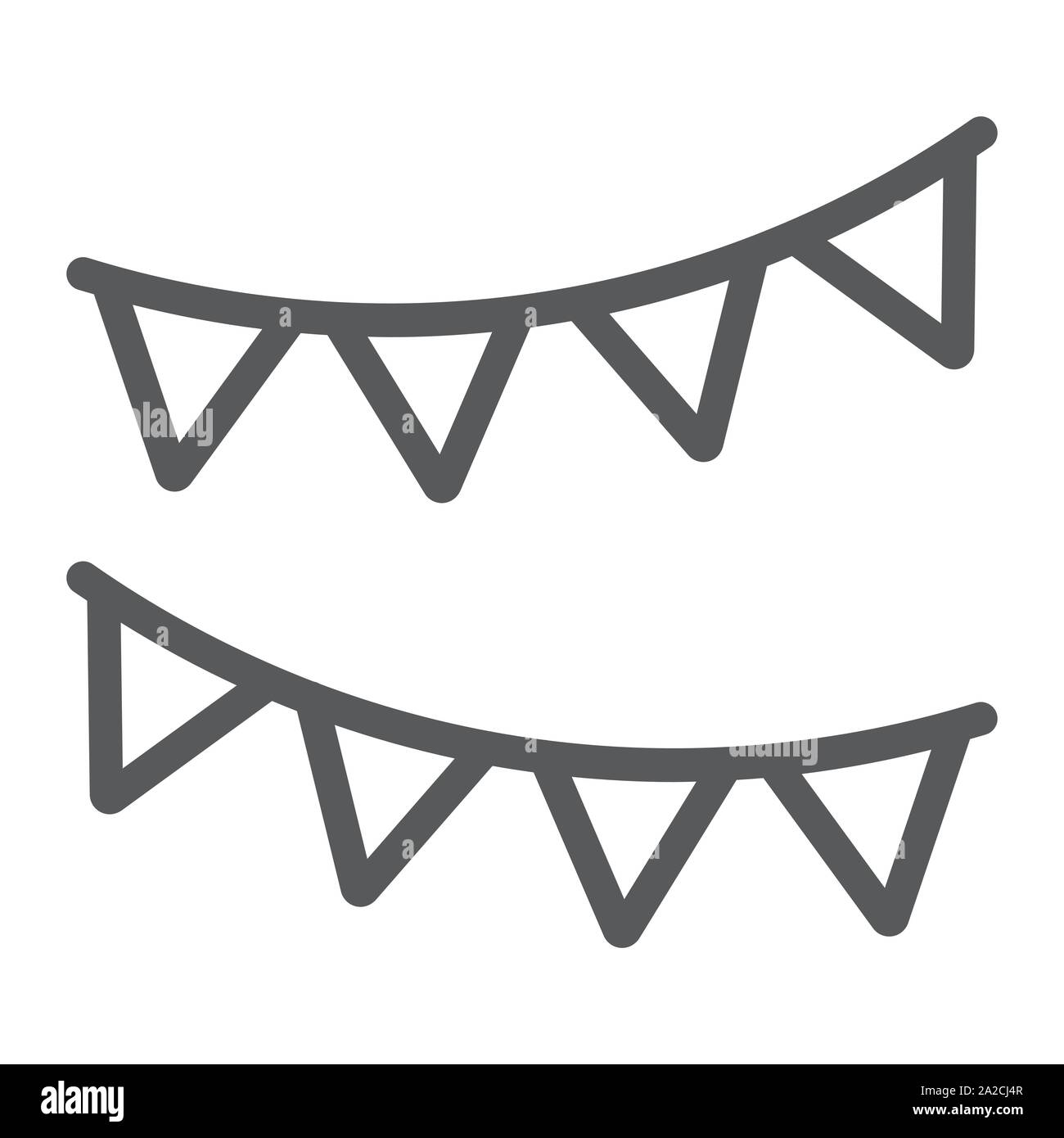 Holiday flags garland line icon, party and decoration, paper garland ...