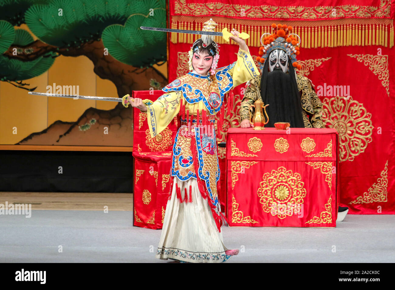 Tokyo, Japan. 2nd Oct, 2019. Artists perform Peking Opera "Farewell My ...