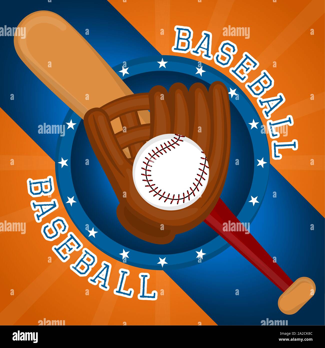 Baseball poster with a baseball bat, ball and glove - Vector Stock ...