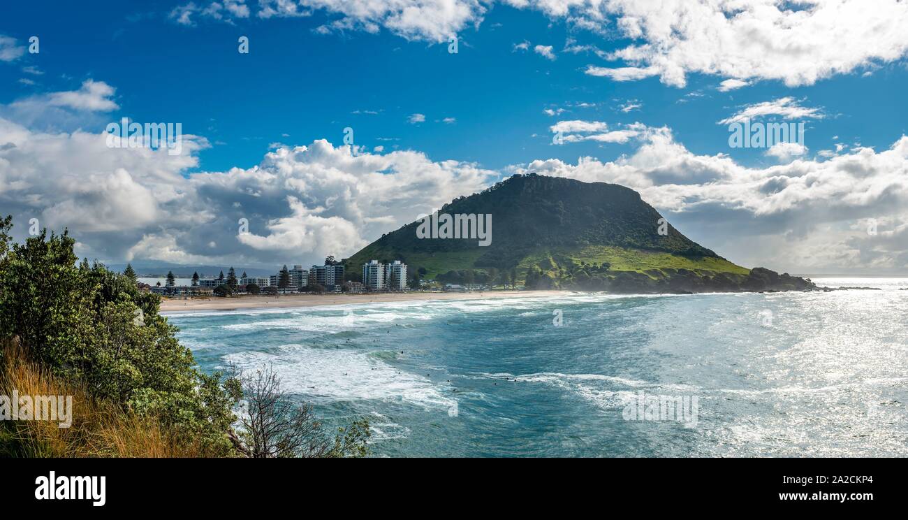 View to mount manganui with beach hi-res stock photography and images ...