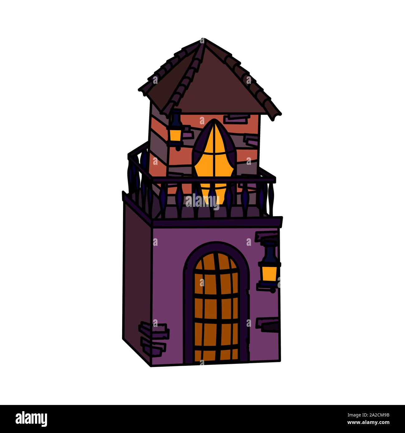 creepy castle trick or treat happy halloween vector illustration Stock ...