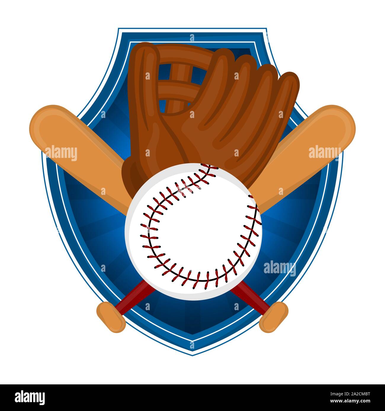 Baseball bats, glove and ball in a shield - Vector Stock Vector Image ...
