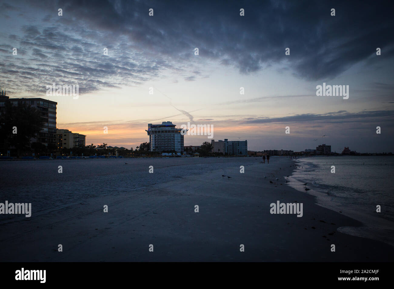Panoramic photo with wide lens of Miami Beach in Florida with clear ...