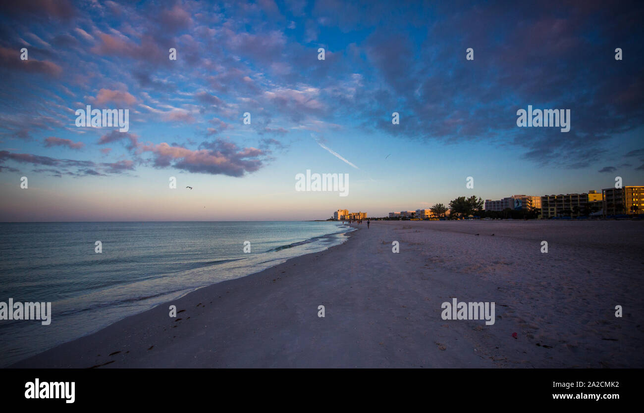 Panoramic photo with wide lens of Miami Beach in Florida with clear ...