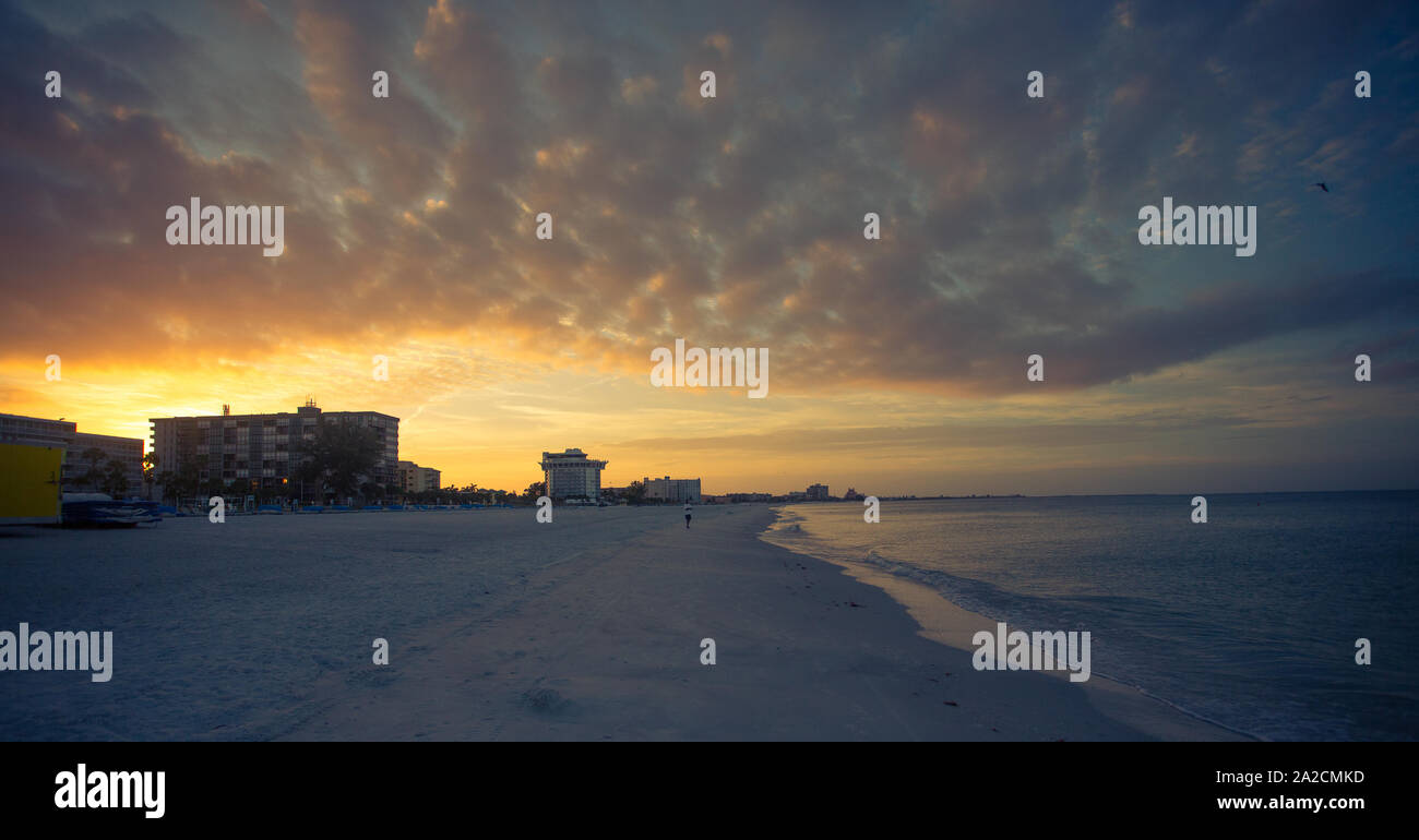 Panoramic photo with wide lens of Miami Beach in Florida with clear ...