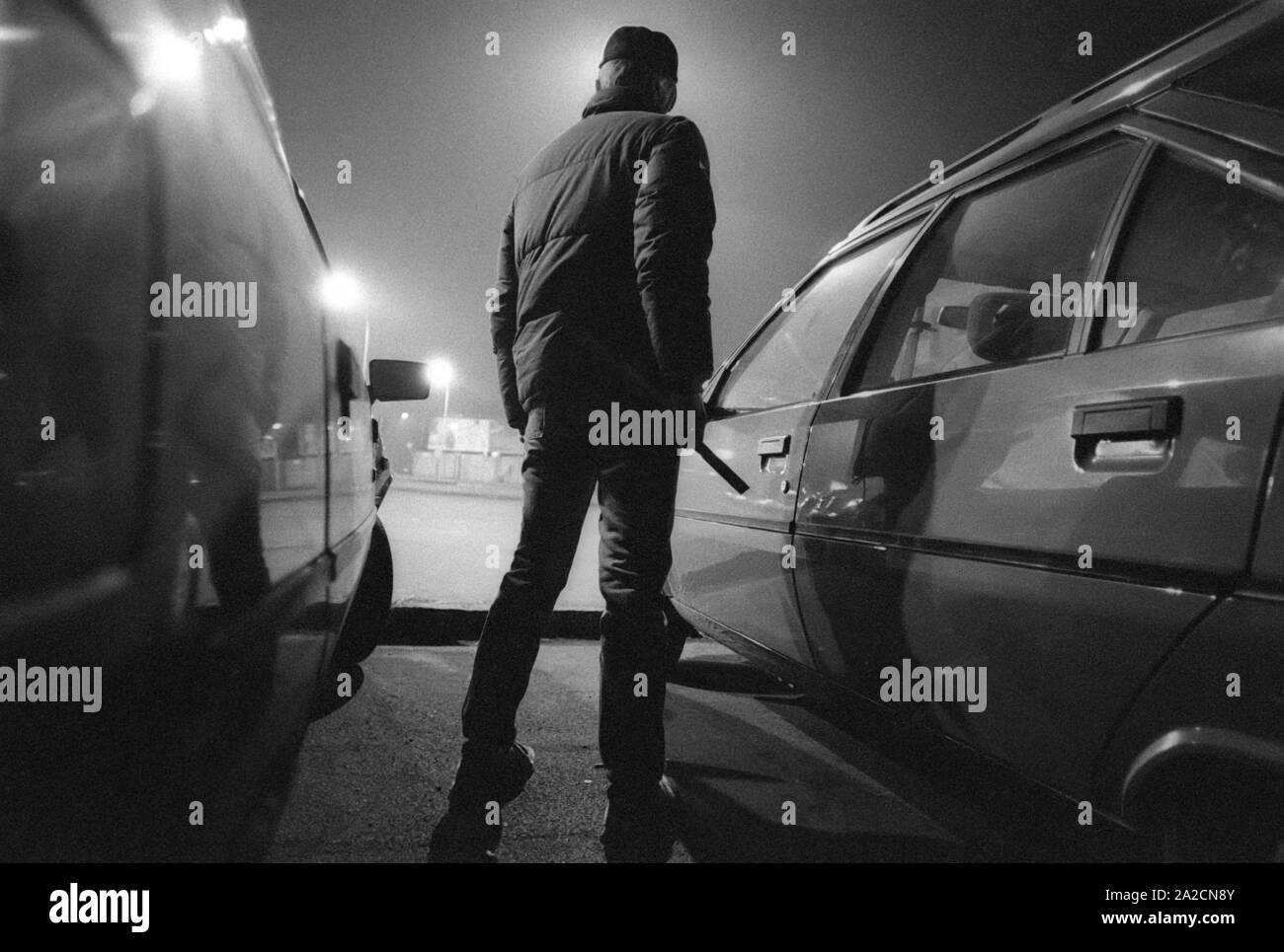 simulation of a car theft Stock Photo - Alamy