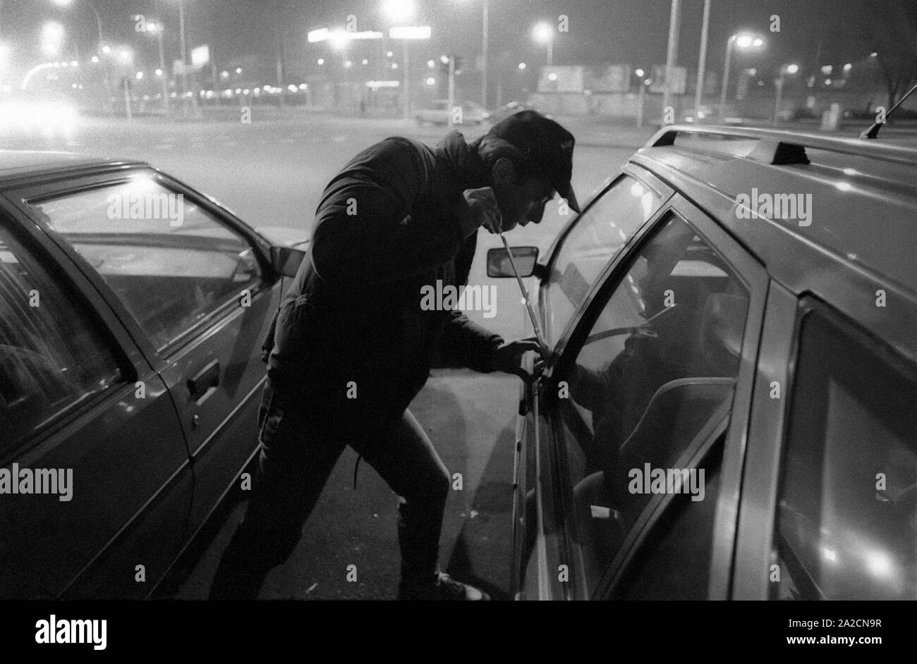 simulation of a car theft Stock Photo - Alamy