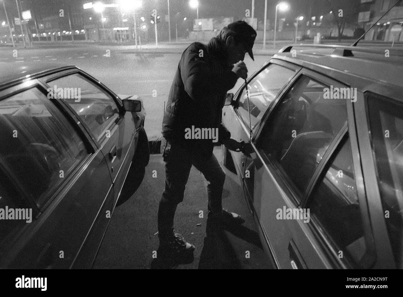 simulation of a car theft Stock Photo - Alamy