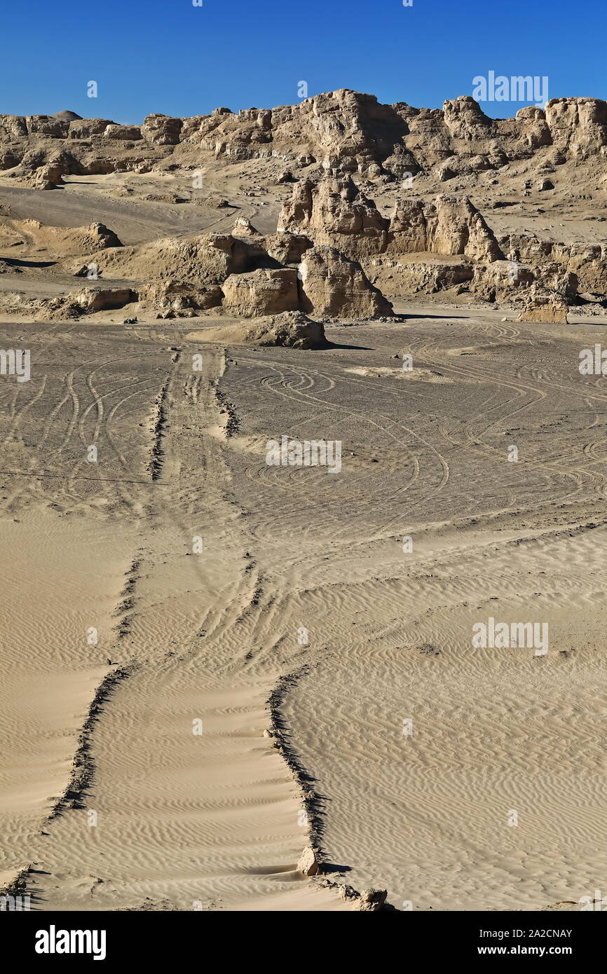 Yardangs-wind eroded rock and bedrock surfaces-alternating ridges and ...