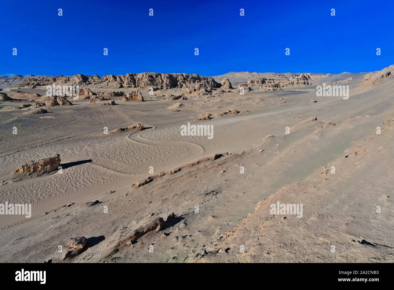 Yardangs-wind eroded rock and bedrock surfaces-alternating ridges and ...