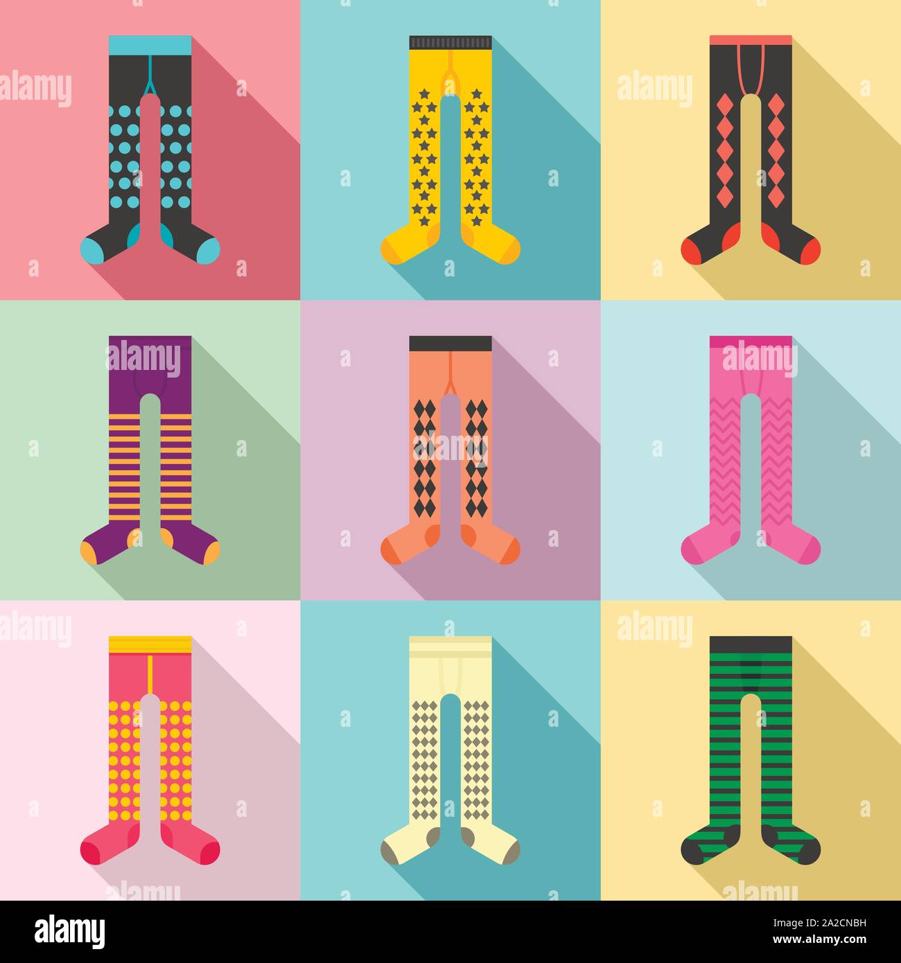 Tights icons set. Flat set of tights vector icons for web design Stock ...