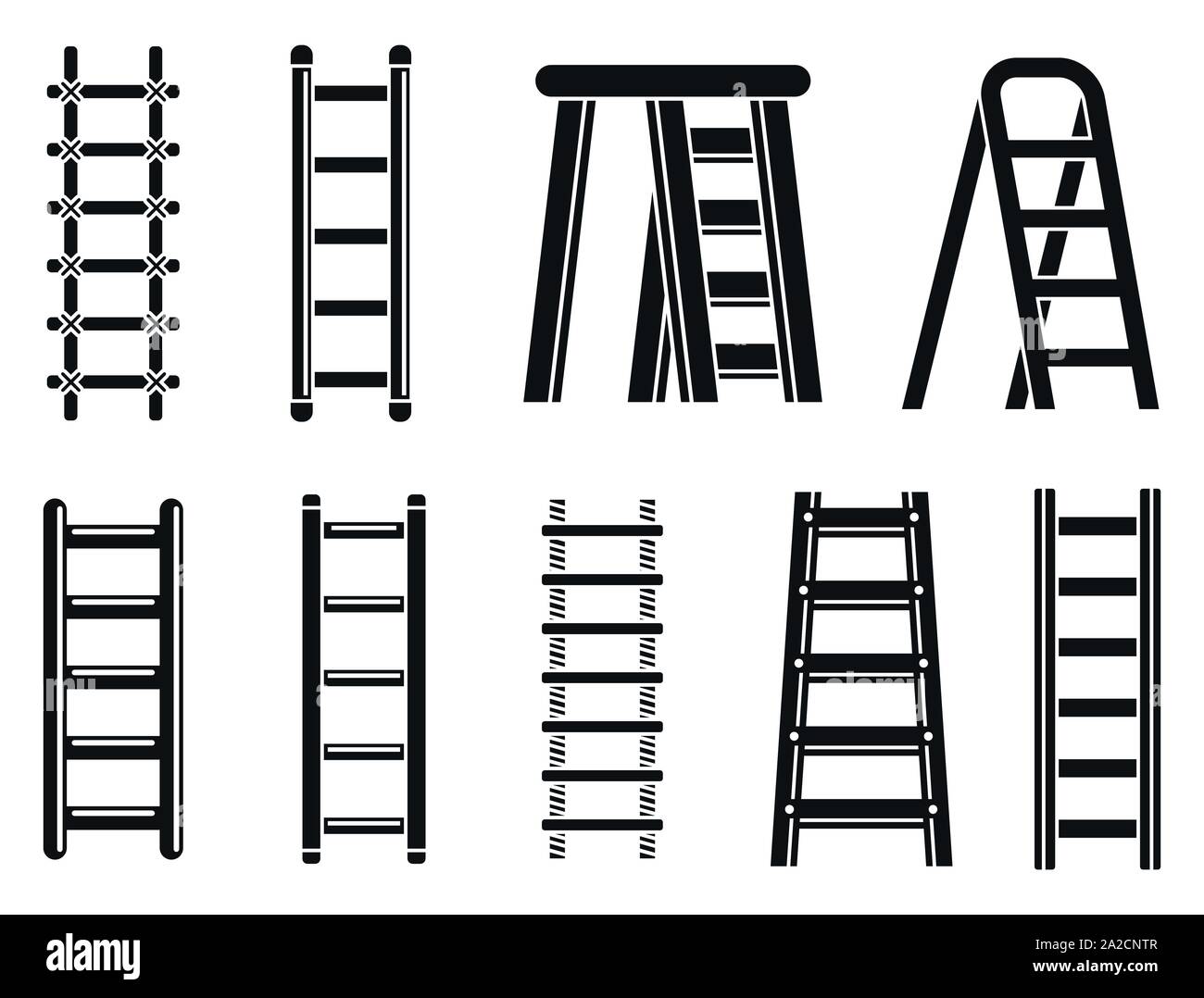 Wood ladder icons set. Simple set of wood ladder vector icons for web ...