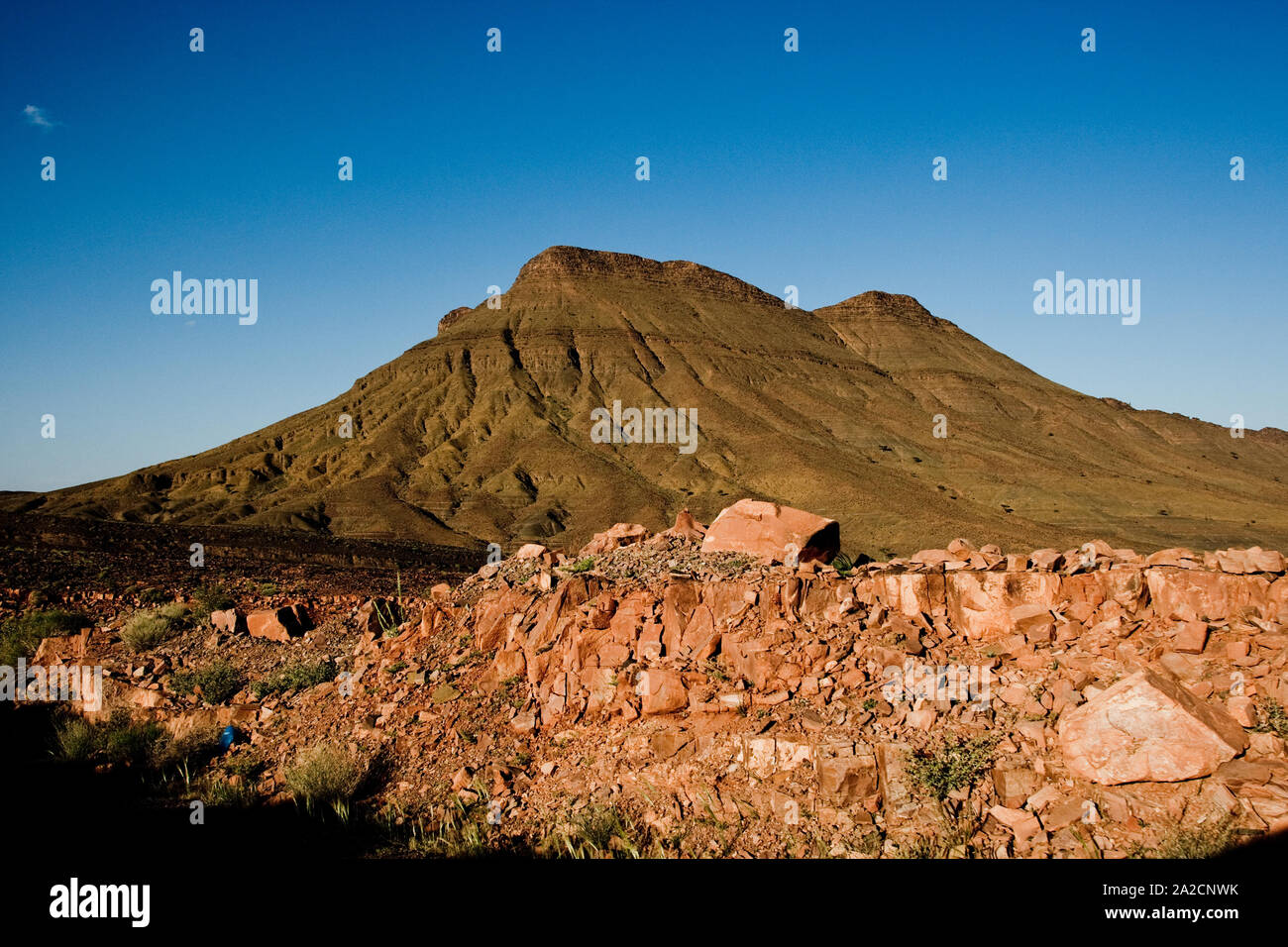 Desert landscape typical of the Atlas Mountains in Morocco, in the ...