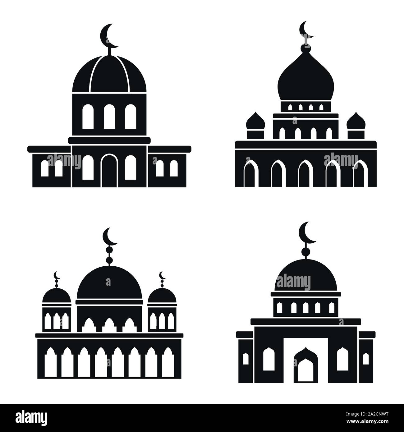Mosque islam icons set. Simple set of mosque islam vector icons for web ...