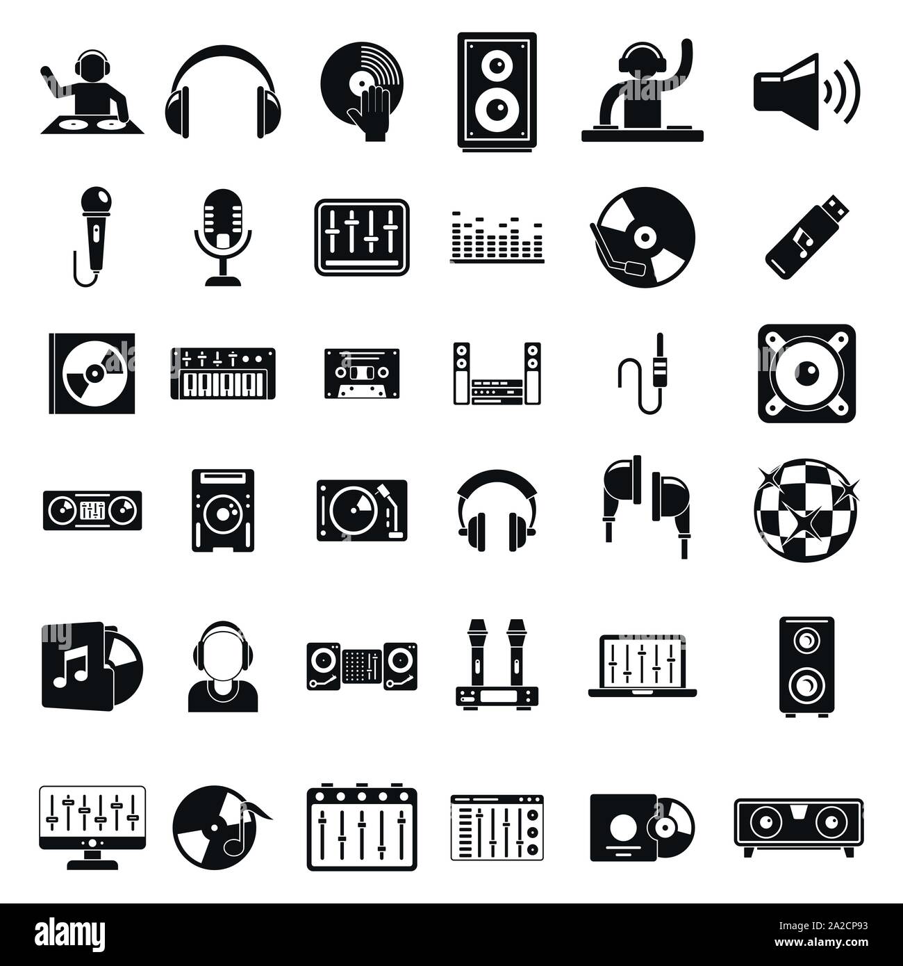 Dj icons set. Simple set of dj vector icons for web design on white background Stock Vector ...