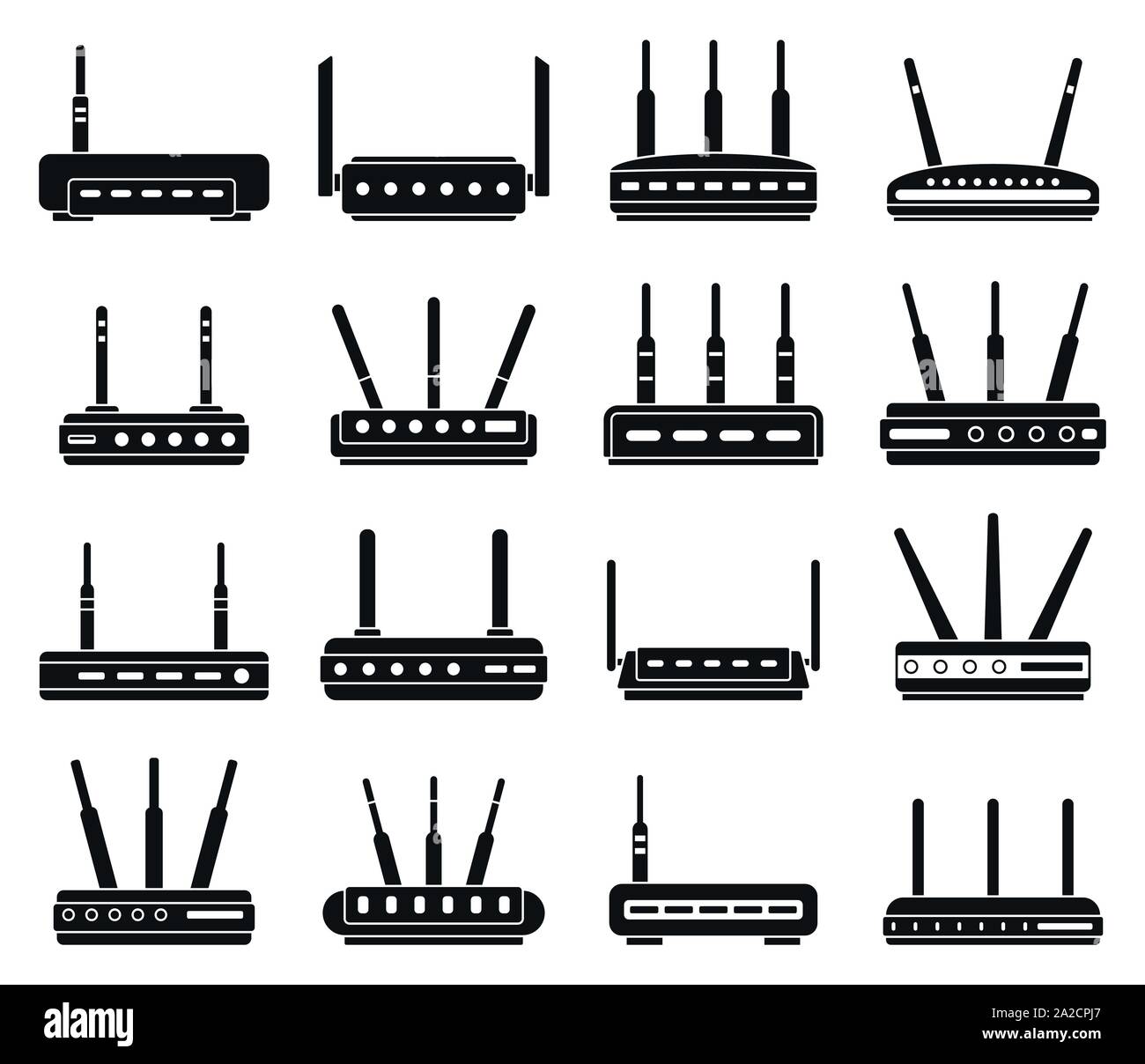 Router wireless icons set. Simple set of router wireless vector icons ...