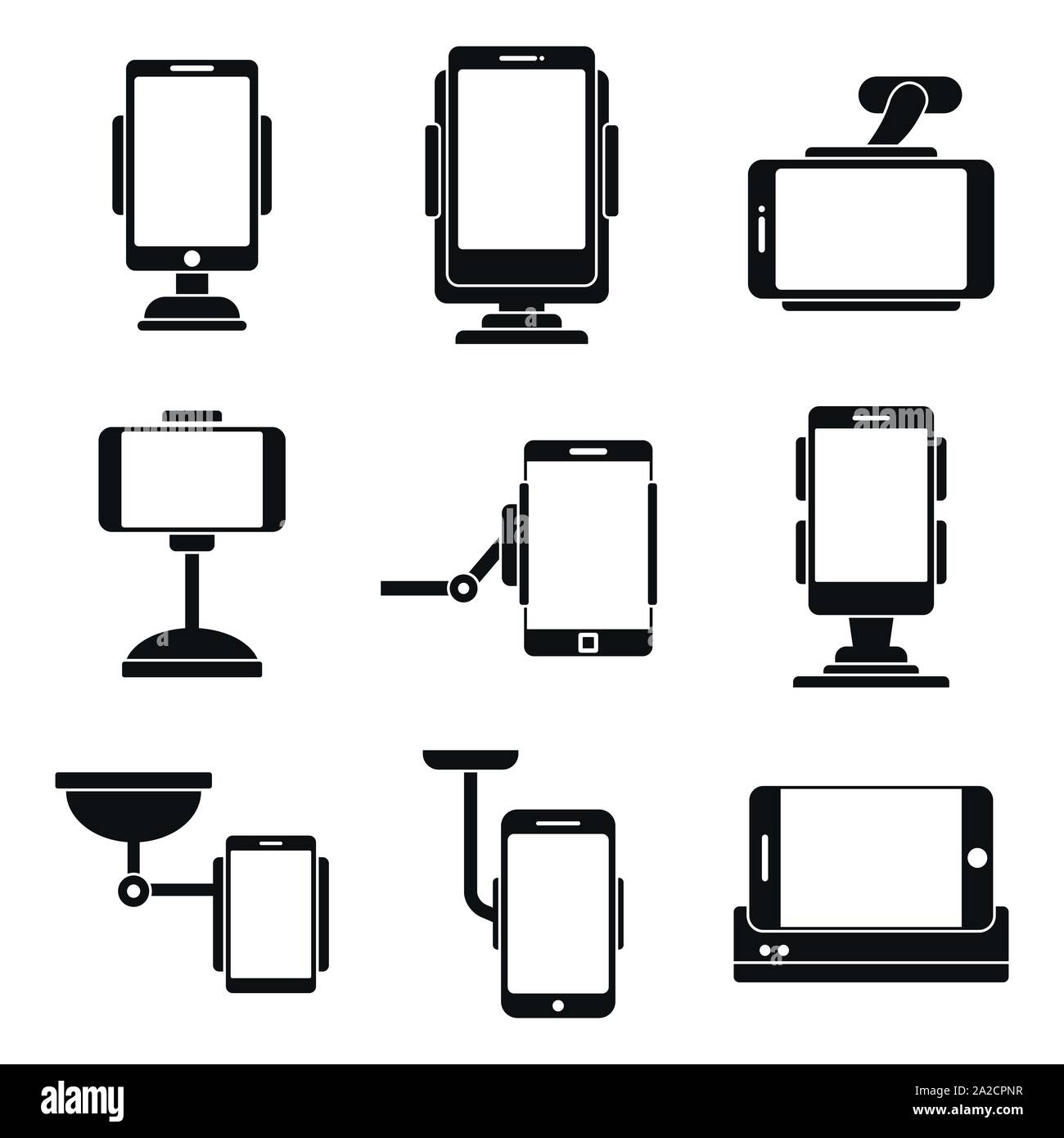 Car mobile holder icons set. Simple set of car mobile holder vector ...