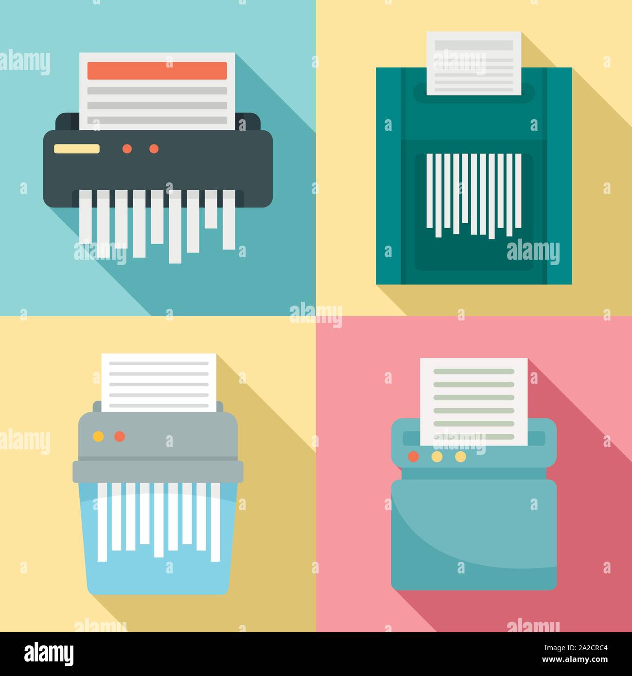 Shredder icons set. Flat set of shredder vector icons for web design ...