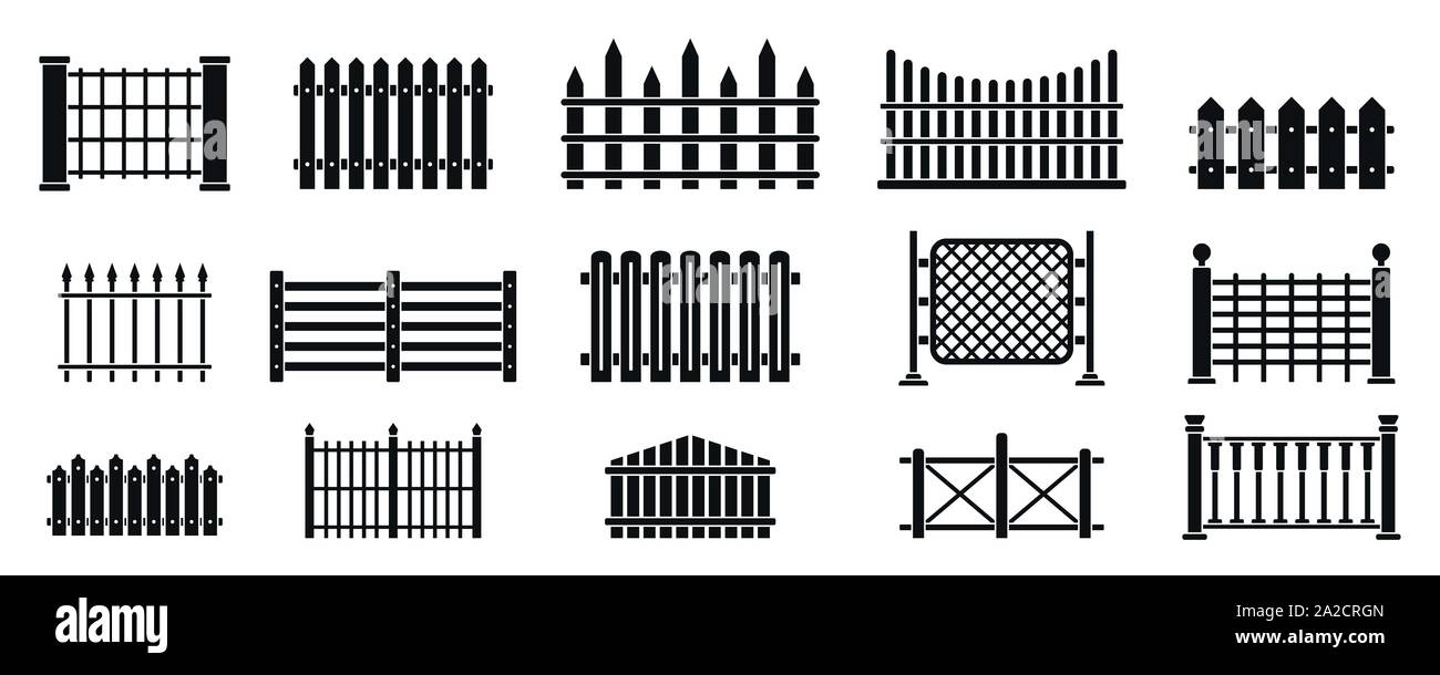 Fence icons set. Simple set of fence vector icons for web design on ...