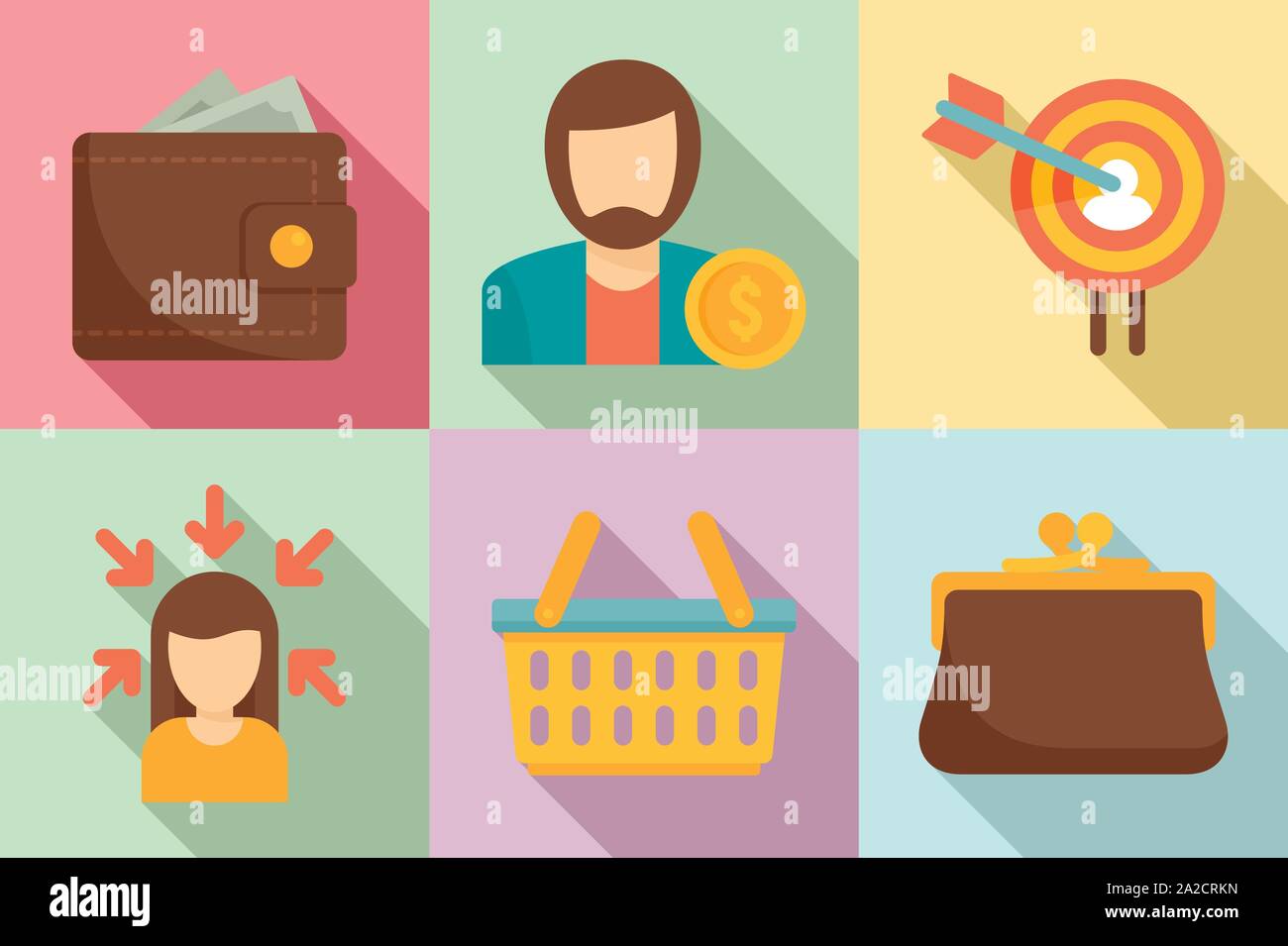 Buyer icons set. Flat set of buyer vector icons for web design Stock ...