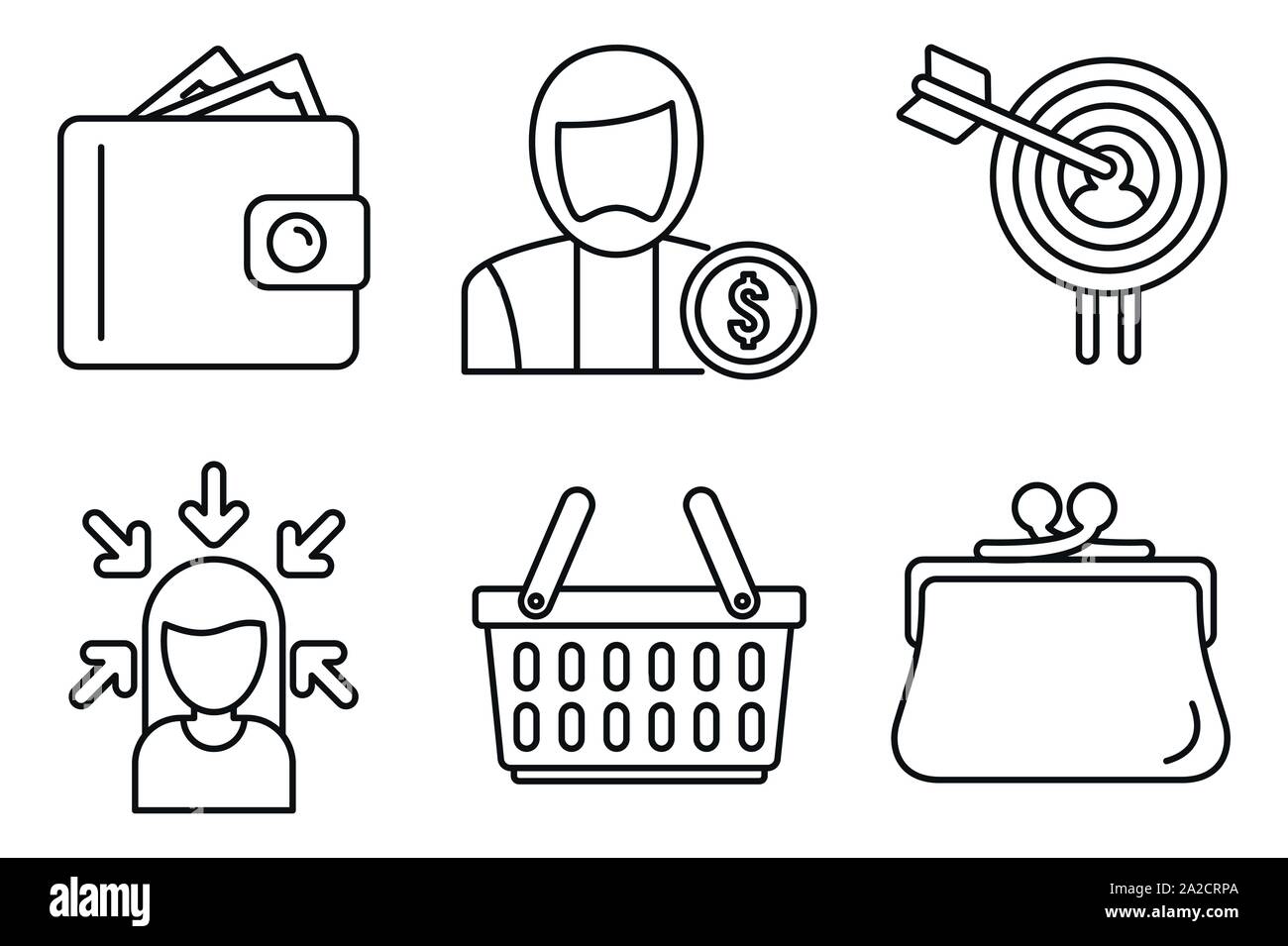 Digital buyer icons set. Outline set of digital buyer vector icons for ...
