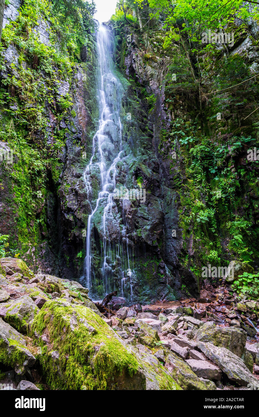 Germany, Stunning waterfall in wilderness of black forest nature ...