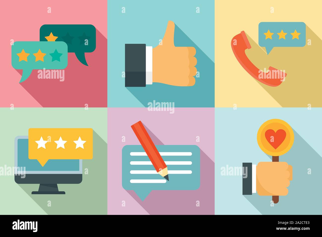 Feedback icons set. Flat set of feedback vector icons for web design ...