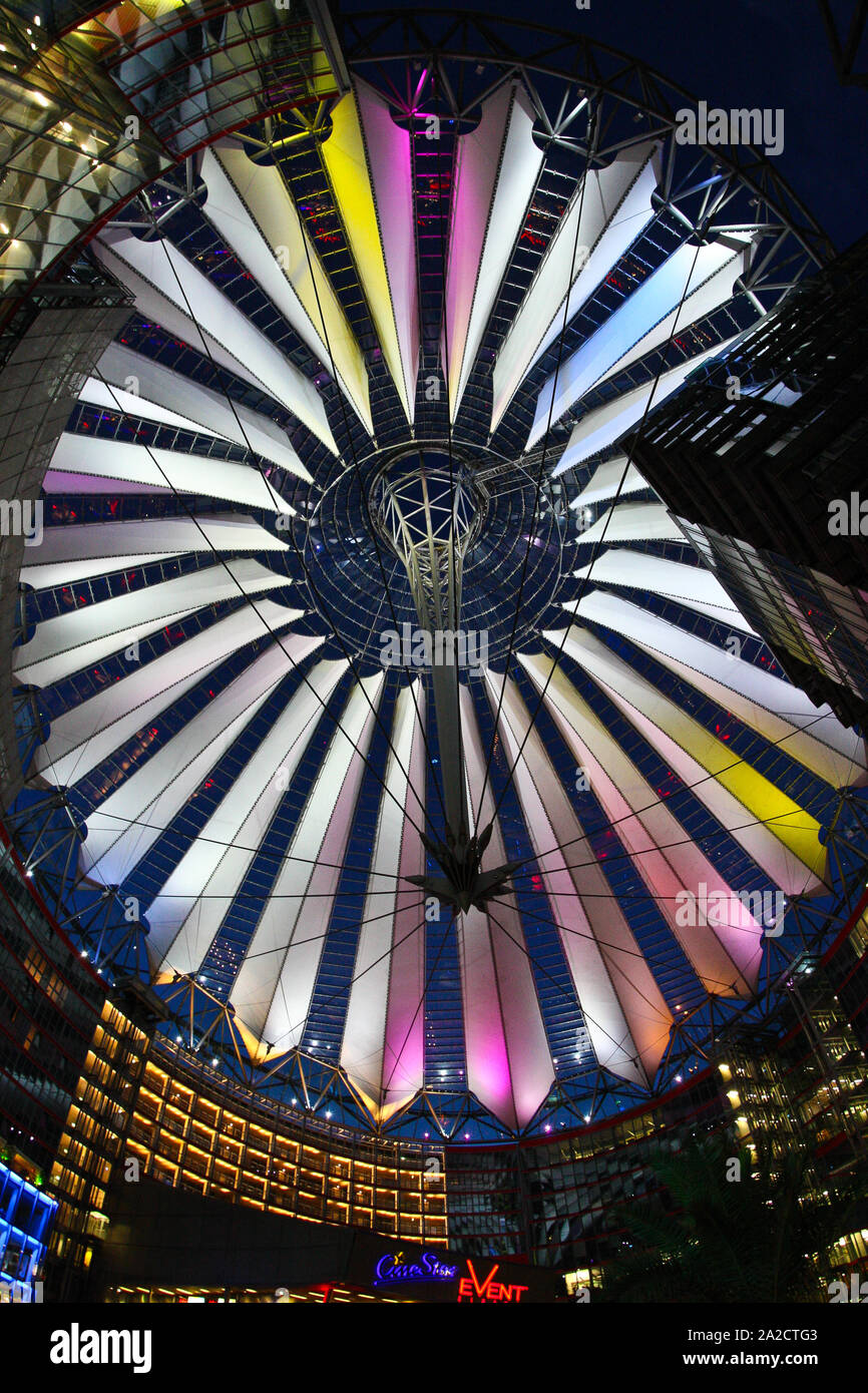 Detail of the multi-colored modern roofing built by Renzo Piano of the ...